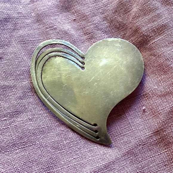 Accessories | Vintage Sterling Silver Heart Pin | Poshmark